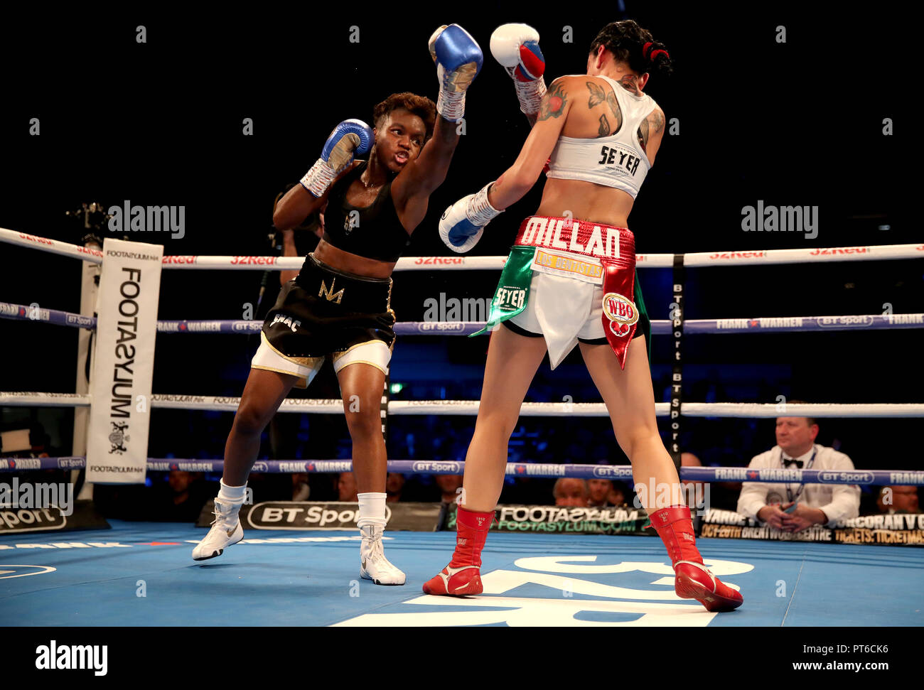 Nicola Adams (left) in action against Isabel Millan (right) in the ...