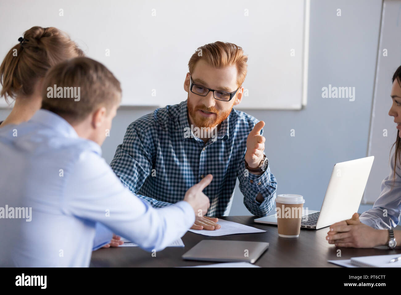 Serious business men having discussion, dispute or disagreement Stock ...