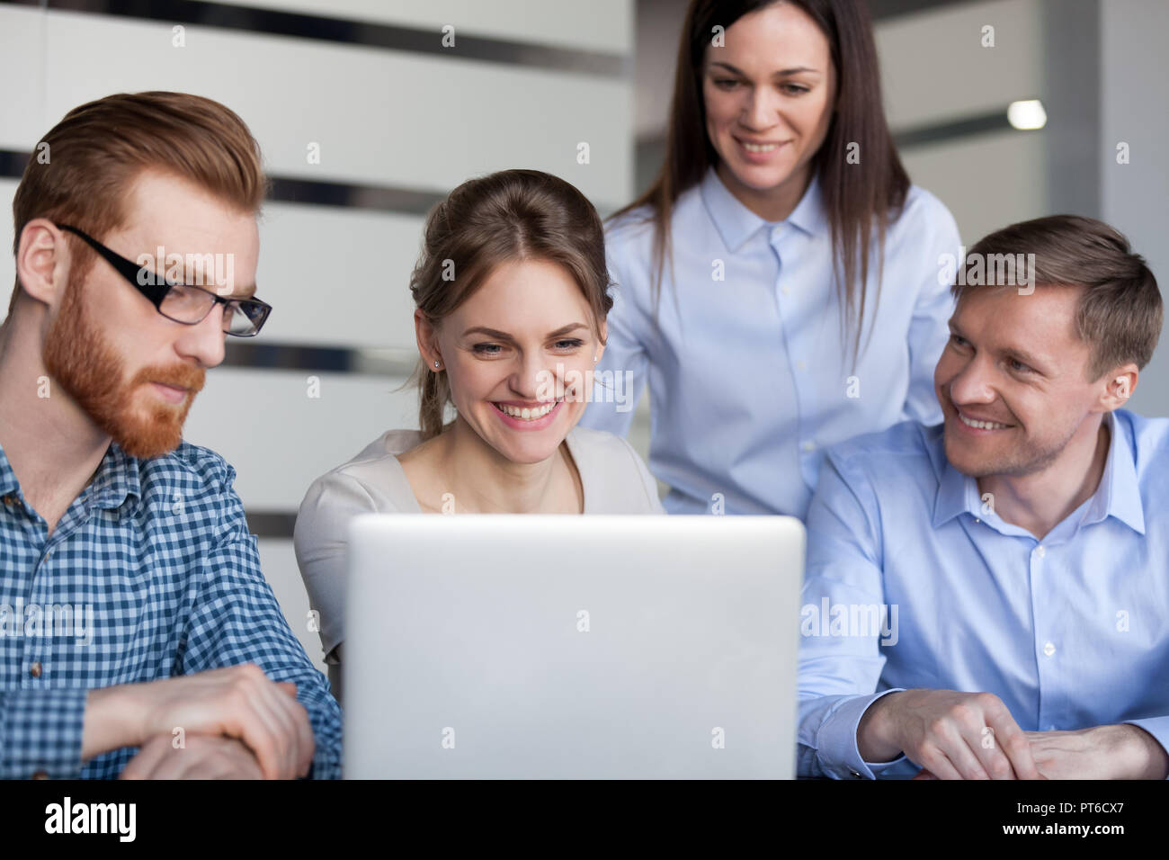 Employees video meeting fun hi-res stock photography and images - Alamy