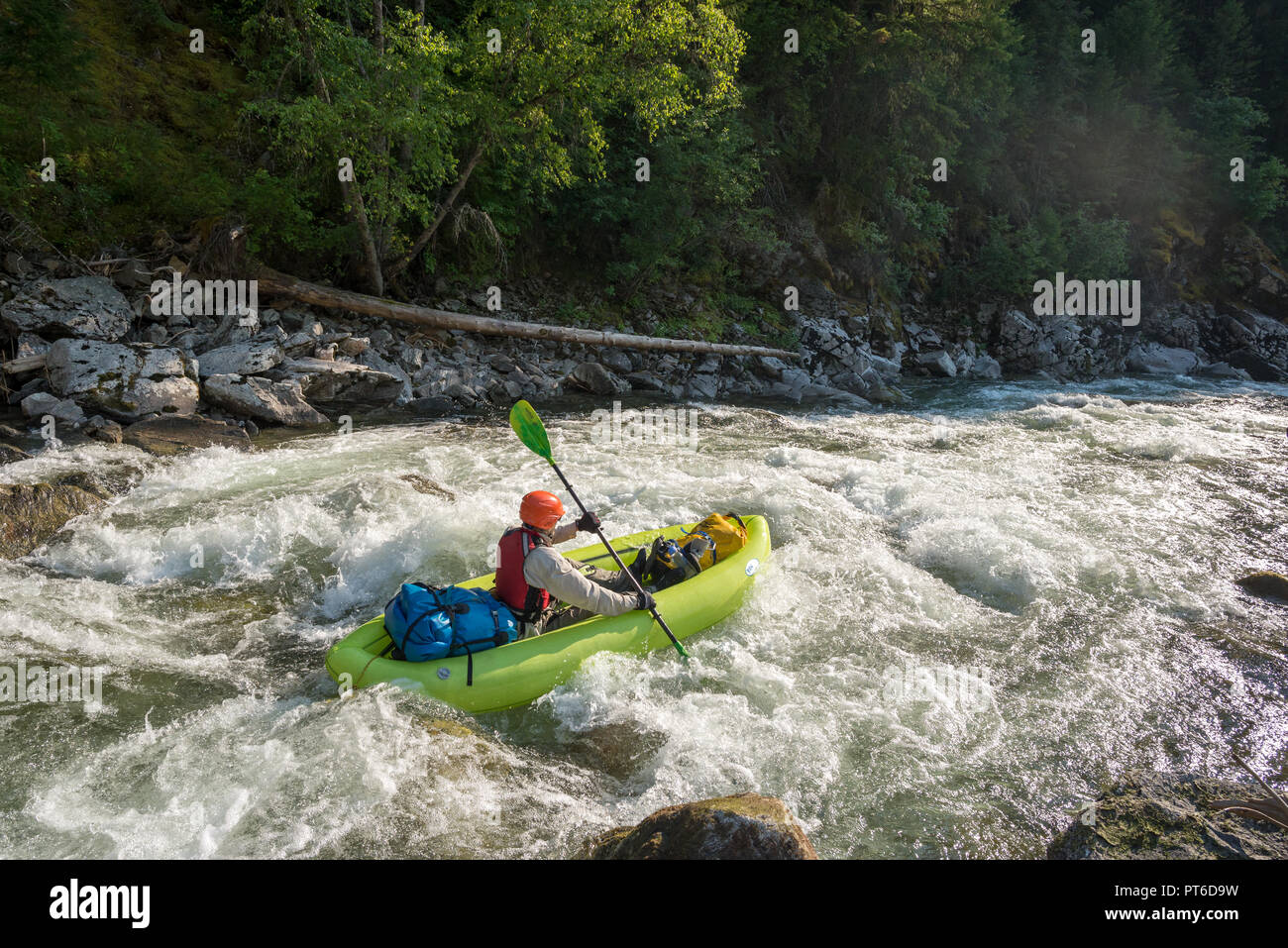 Paddling an inflatable kayak on Idaho's Selway River Stock Photo - Alamy