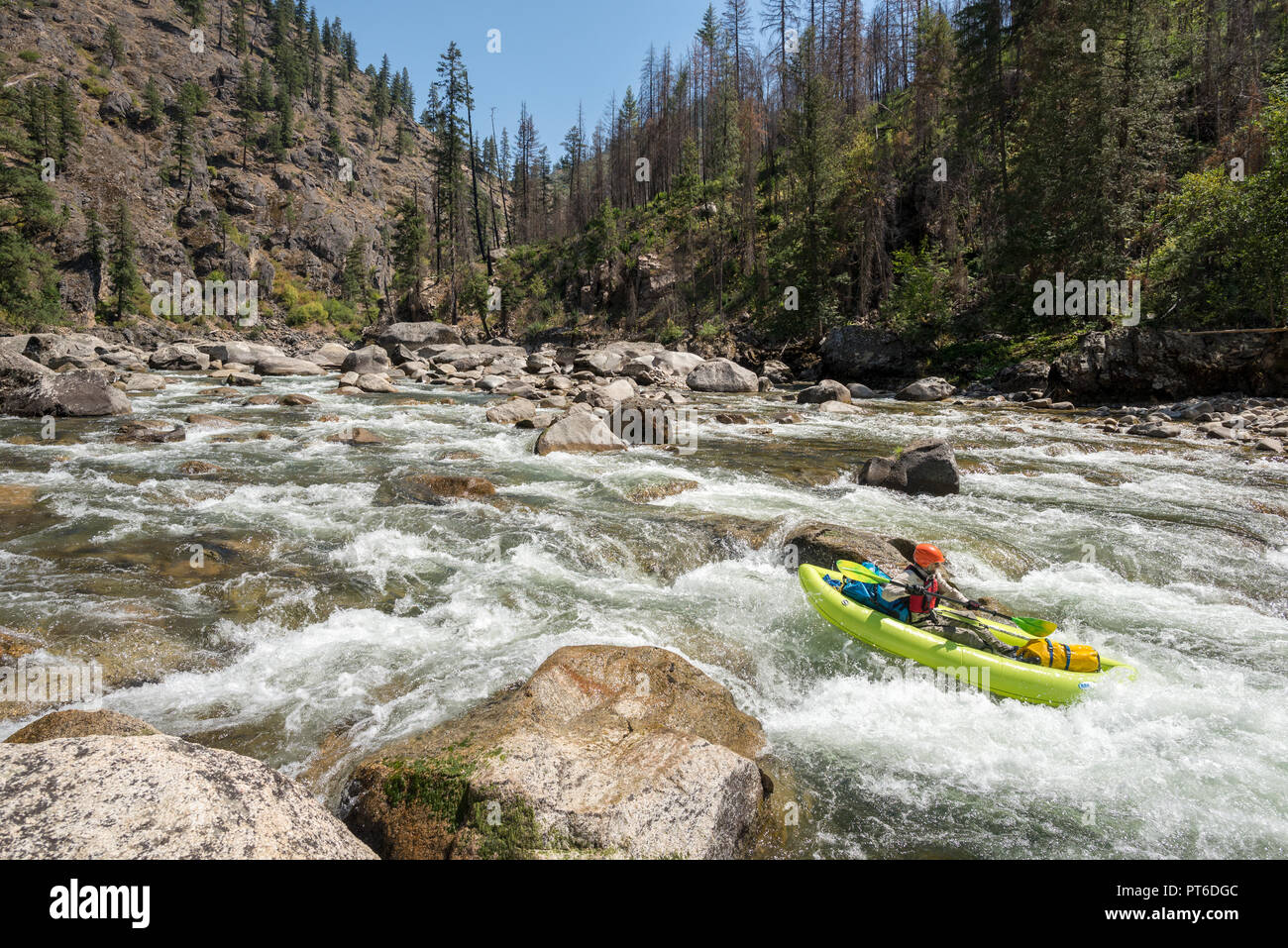 Paddling an inflatable kayak on Idaho's Selway River Stock Photo - Alamy