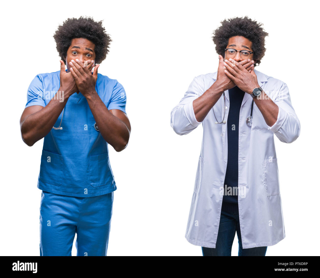 Collage of african american young surgeon, nurse, doctor man over ...