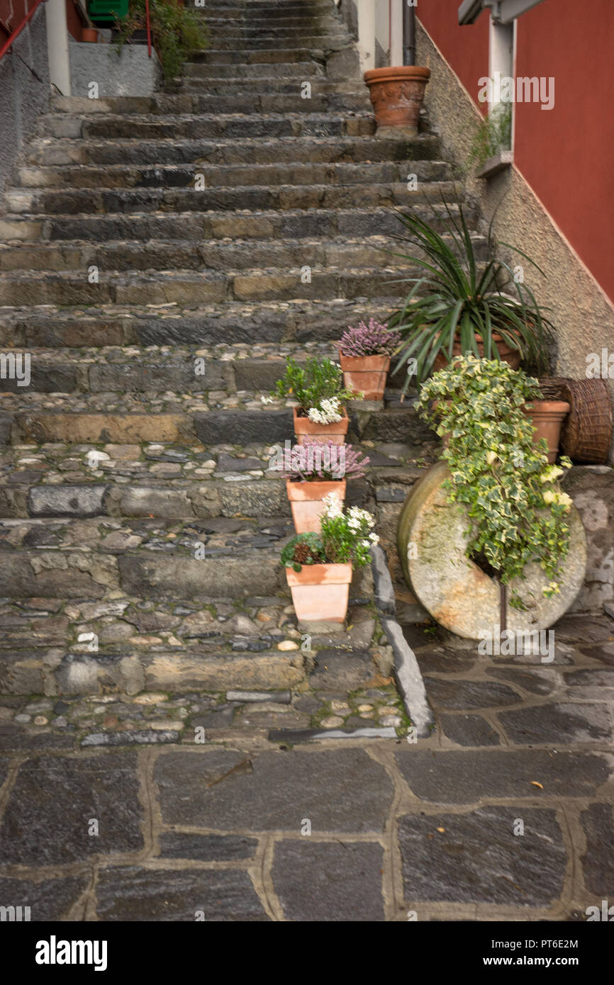 Italy, Varenna, Lake Como, narrow stone steps Stock Photo - Alamy