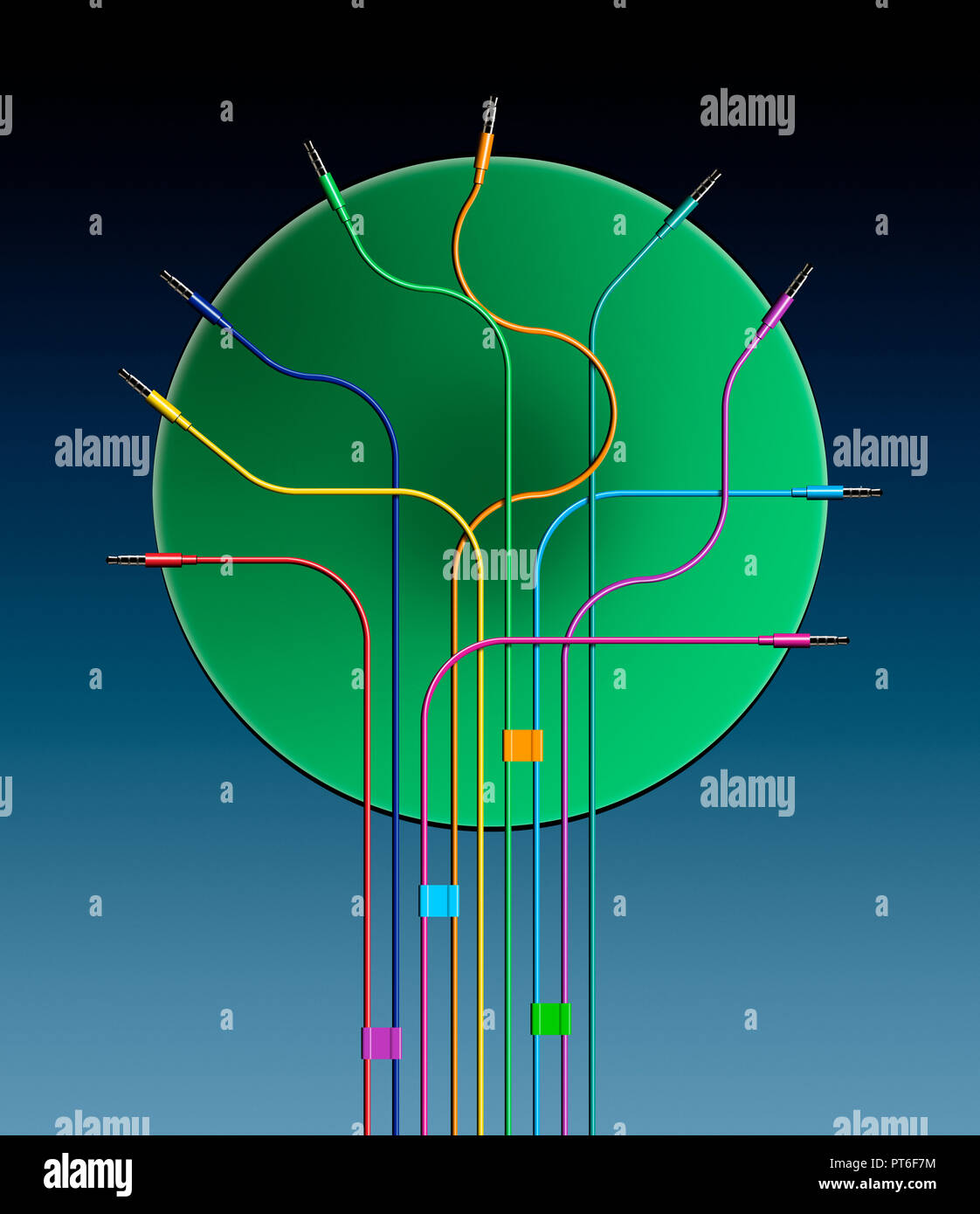 Concept of wires of a shape of a tree, connection, branching Stock ...