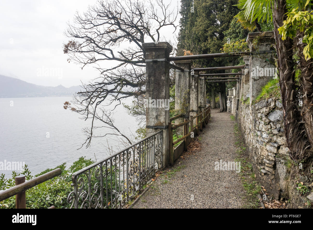 The scenic "Walk of Lovers" in Varenna, Lake Como. Lombardy, Italy ...