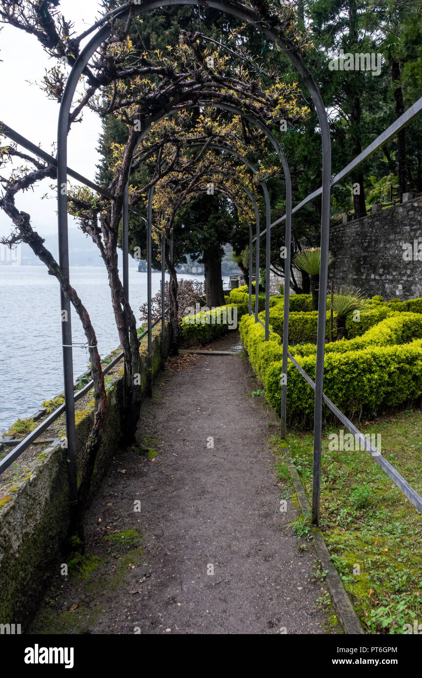 The scenic "Walk of Lovers" in Varenna, Lake Como. Lombardy, Italy ...