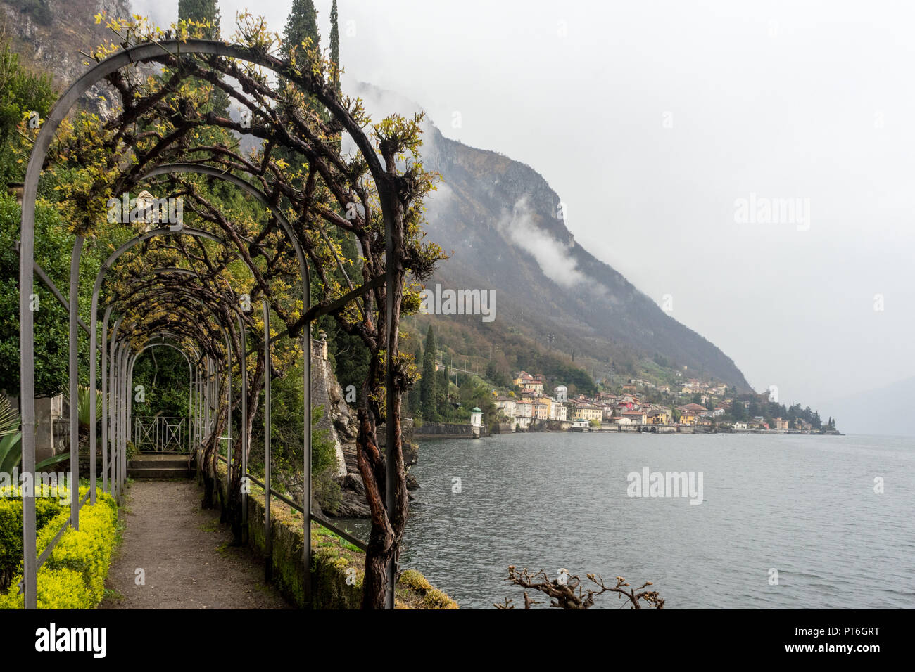 The scenic "Walk of Lovers" in Varenna, Lake Como. Lombardy, Italy ...