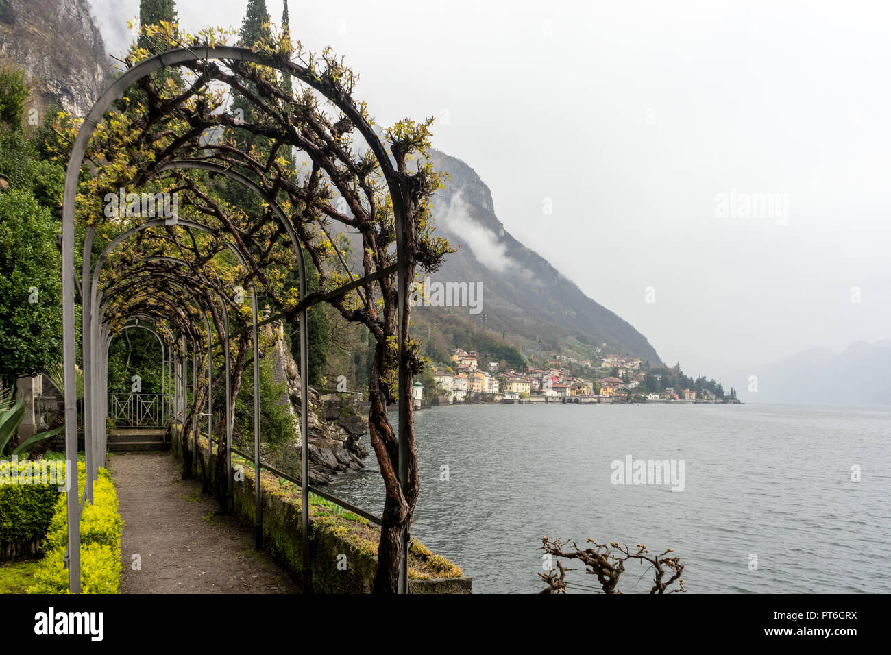 The scenic "Walk of Lovers" in Varenna, Lake Como. Lombardy, Italy ...