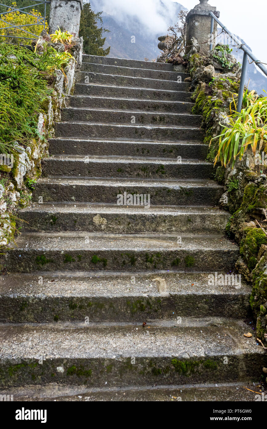 Italy, Varenna, Lake Como, stone steps beside the lake Stock Photo - Alamy