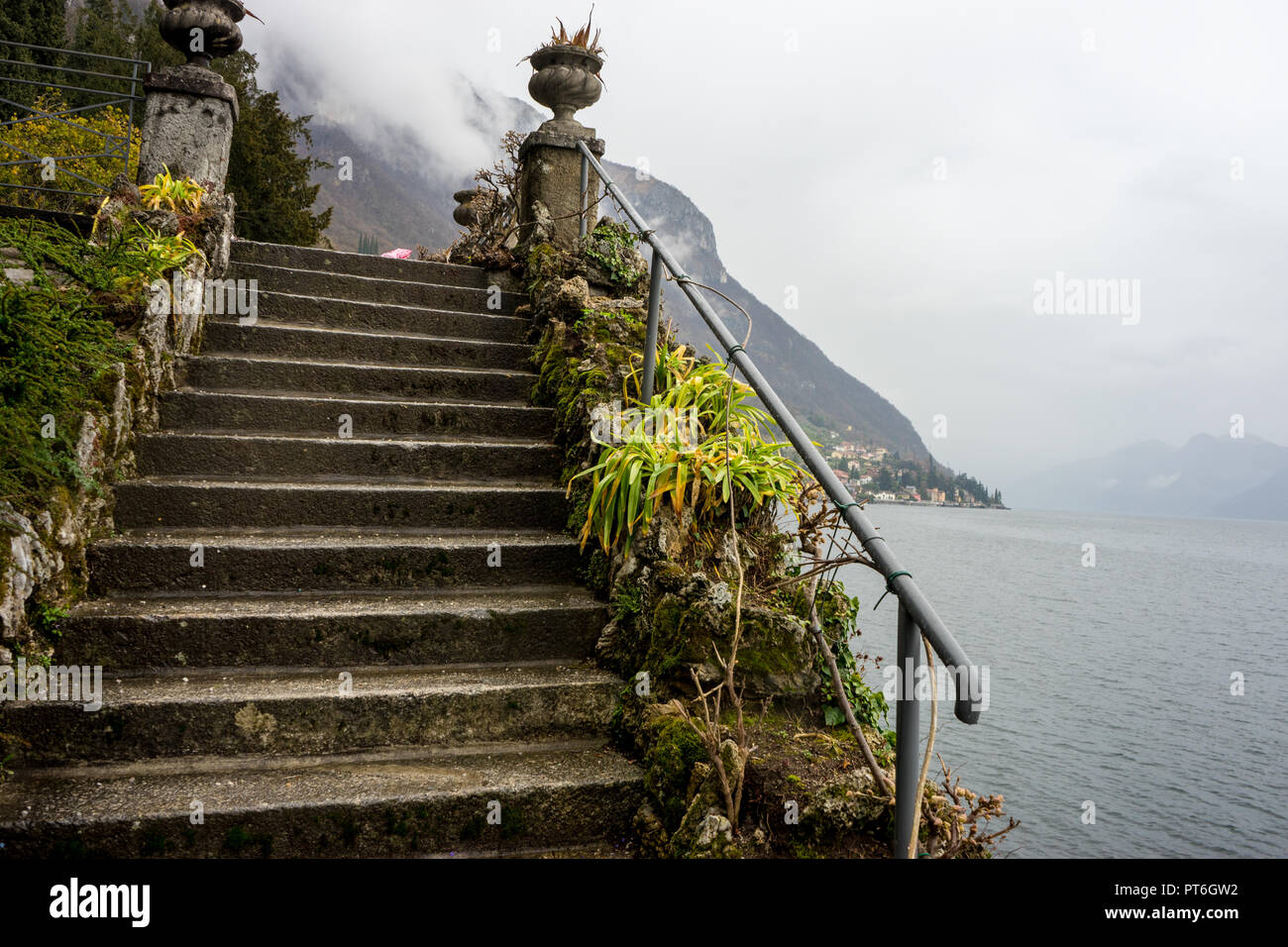 Italy, Varenna, Lake Como, stone steps beside the lake Stock Photo - Alamy