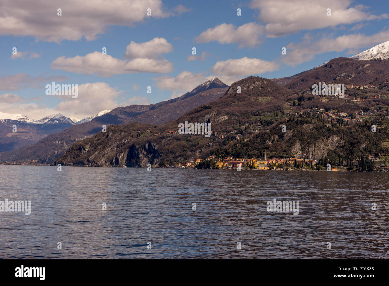 Europe, Italy, Bellagio, Lake Como, a large body of water with a ...