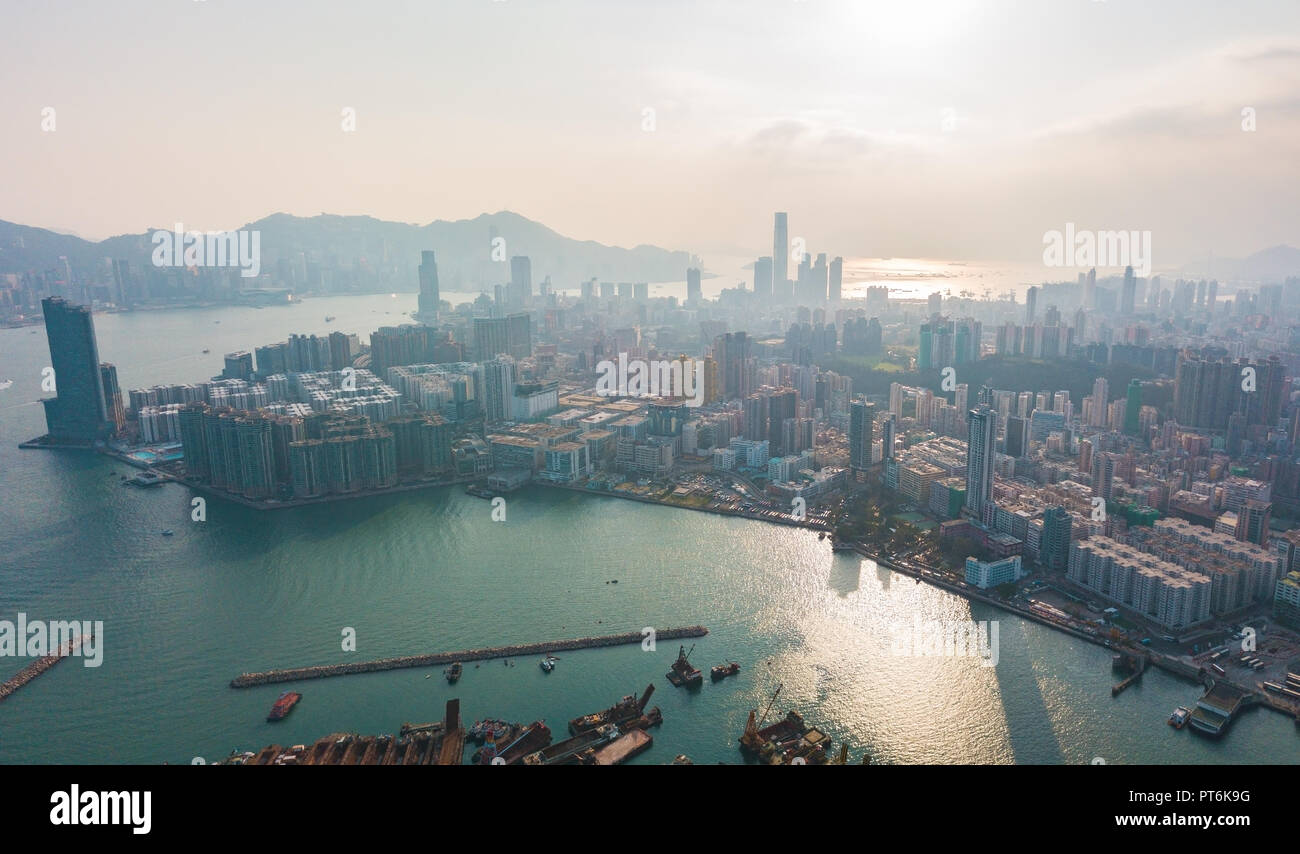Aerial view of Hong Kong Island and Kowloon Stock Photo - Alamy