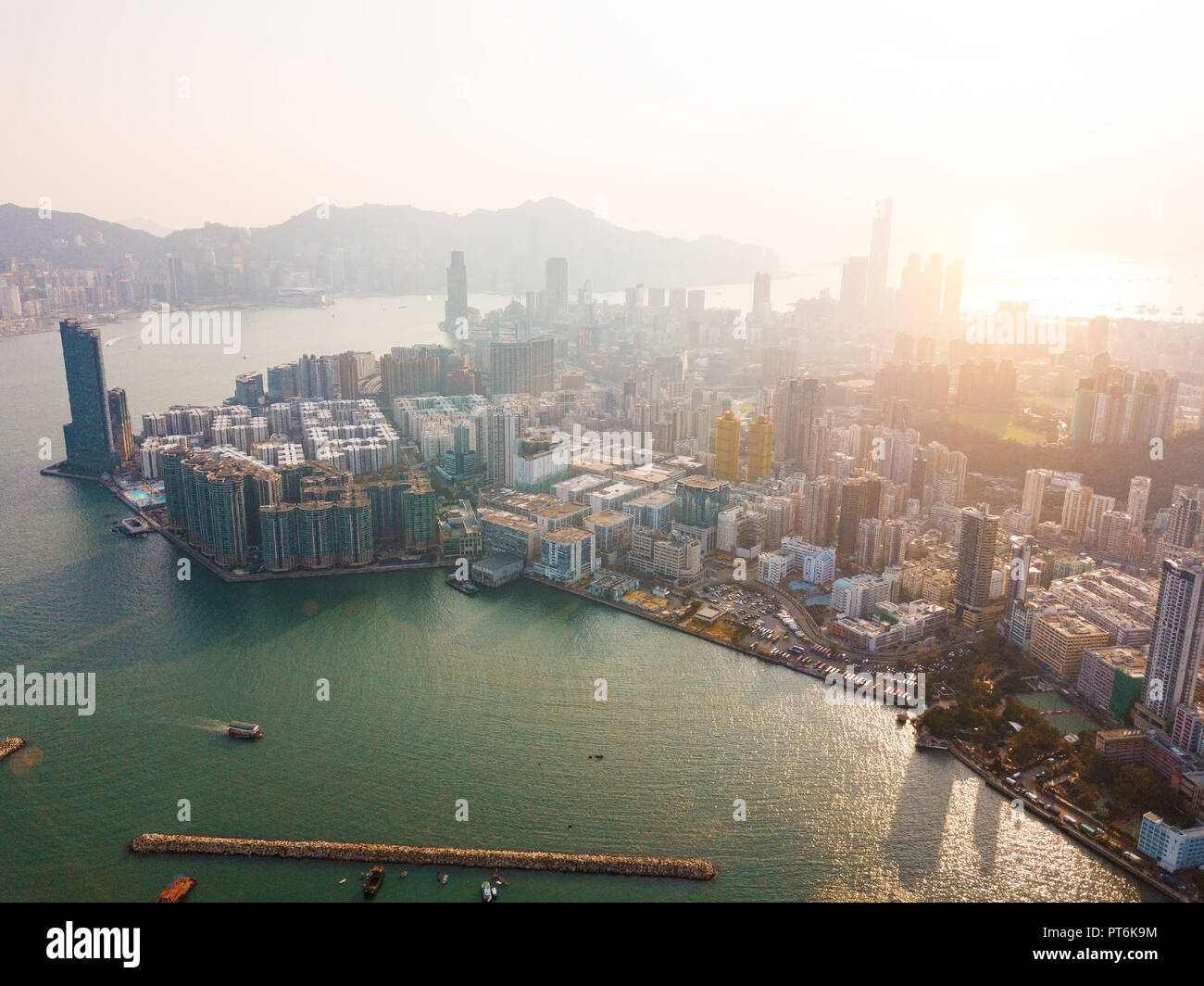 Aerial drone kowloon skyline hong hi-res stock photography and images ...