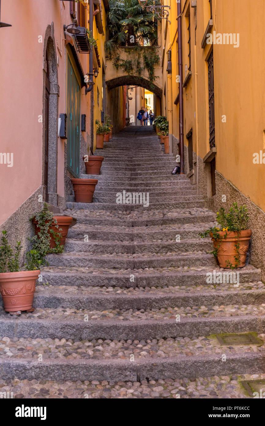 Europe, Italy, Bellagio, Lake Como, a stone stairway Stock Photo - Alamy