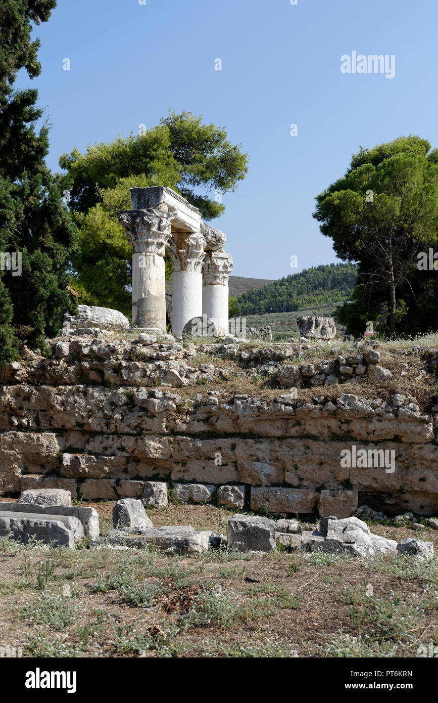 The elegant Corinthian style entablature from the Temple E which dates ...