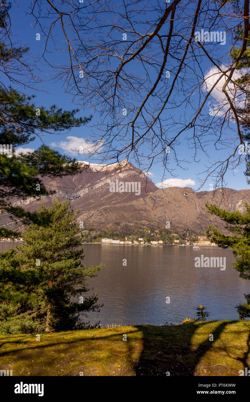 Europe, Italy, Bellagio, Lake Como, a view of a lake surrounded by ...