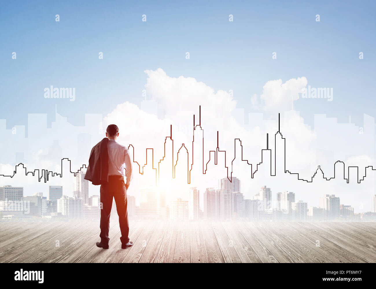 Motivation and inspiration concept with modern cityscape and ...