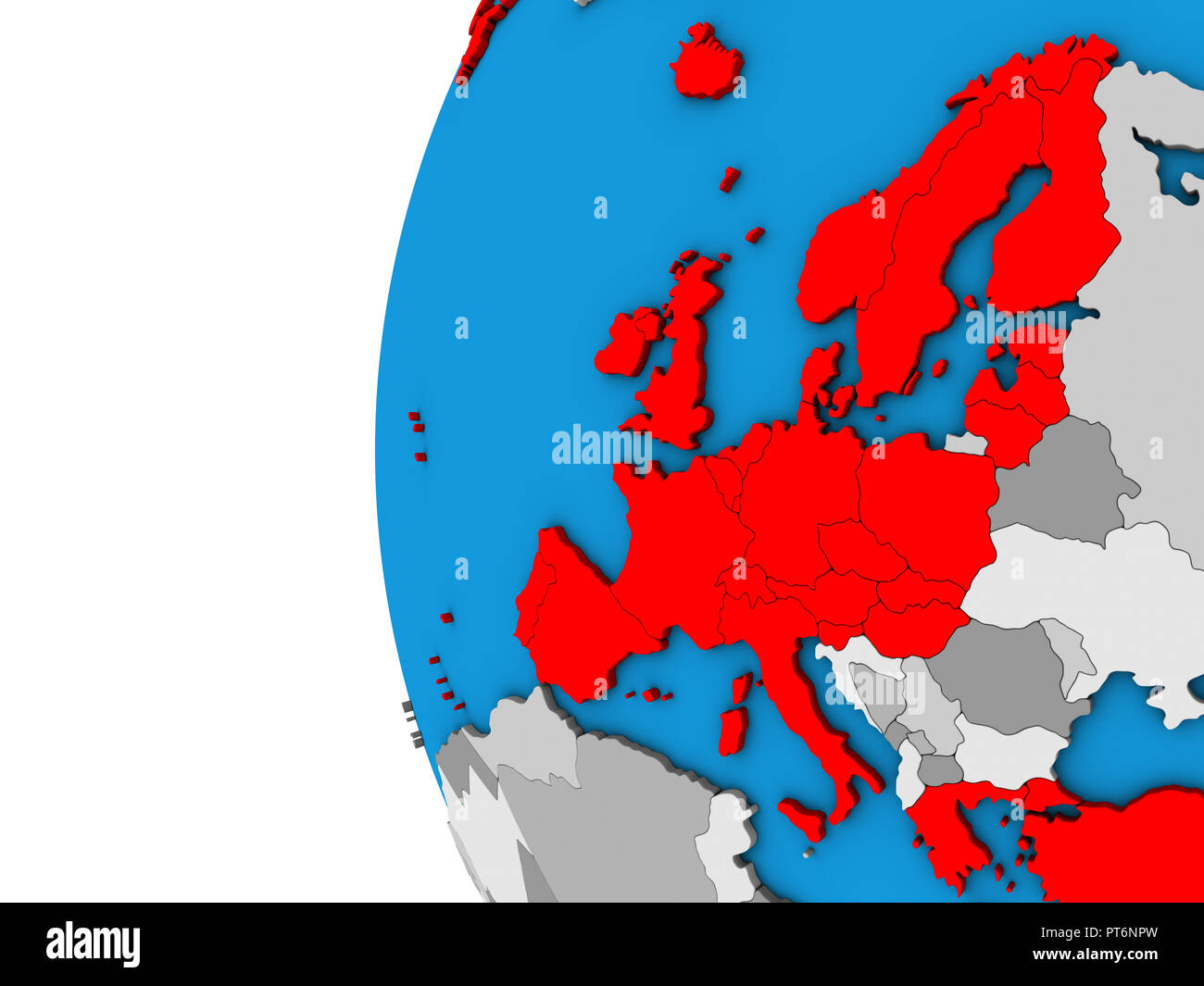 OECD European members on blue political 3D globe. 3D illustration Stock ...