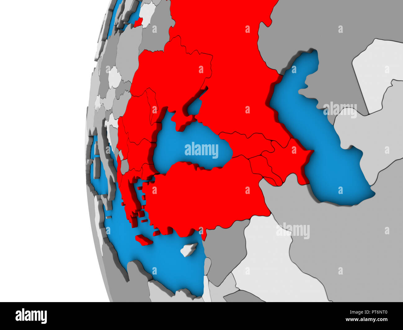 BSEC countries on blue political 3D globe. 3D illustration Stock Photo ...