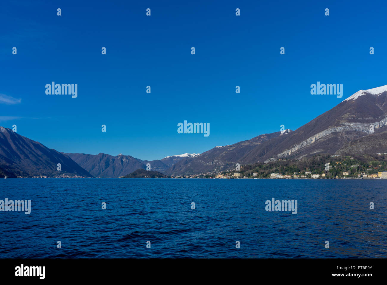 Europe, Italy, Bellagio, Lake Como, a large body of water with a ...