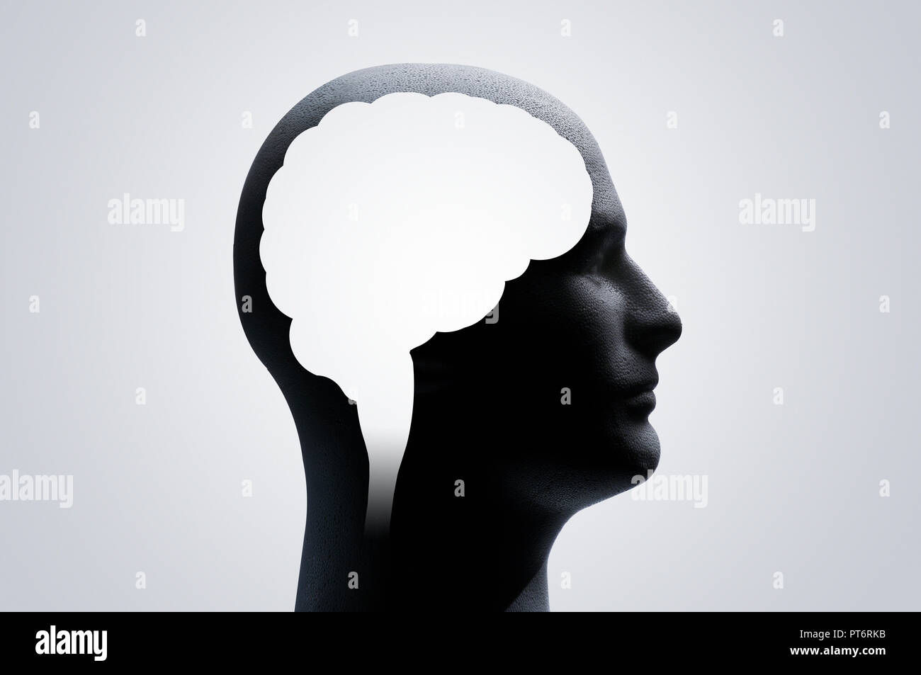 Concept Profile of a Man Mannequin with Brain Carved out, Empty Brain ...