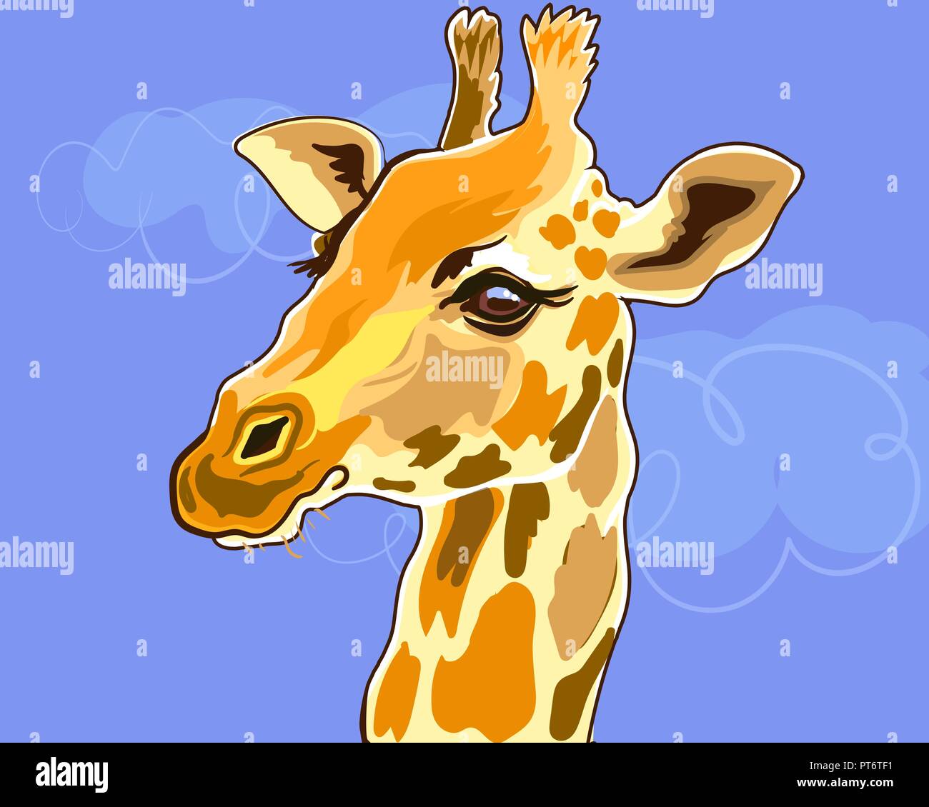 Cartoon Giraffe Head Drawing