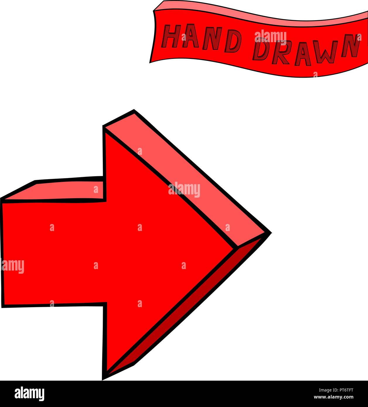 Red arrow. Next straight sign. Hand drawn sketch Stock Vector Image ...