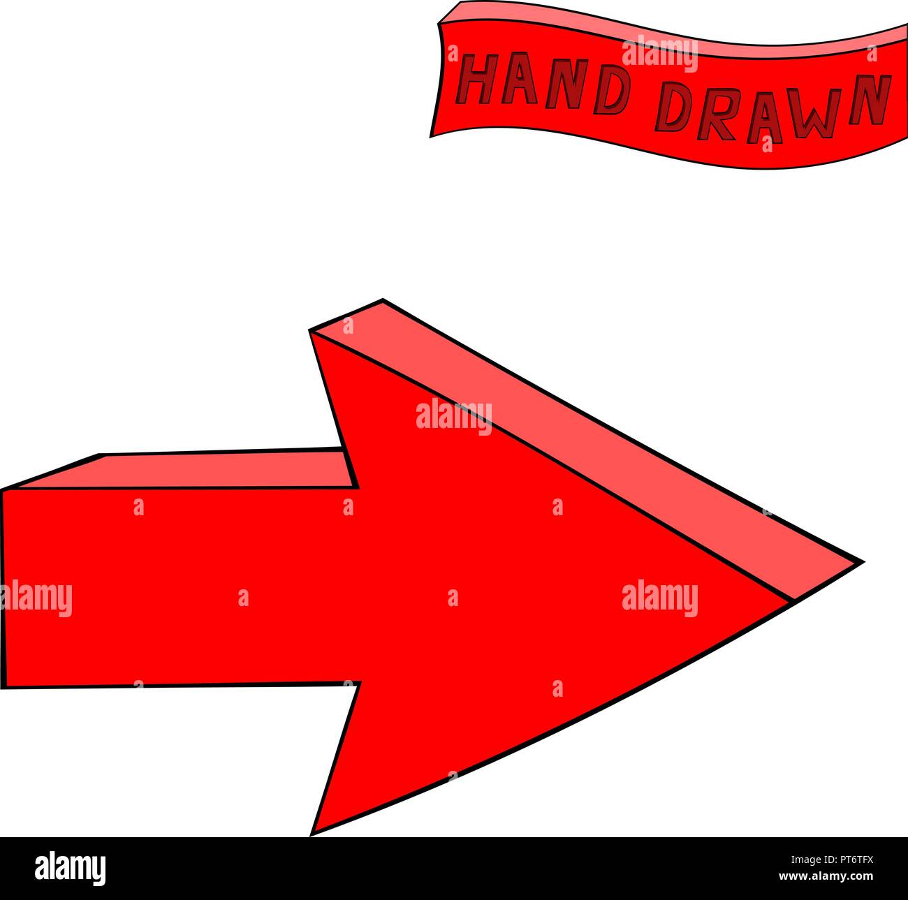 Red arrow. Next straight sign. Hand drawn sketch Stock Vector Image ...