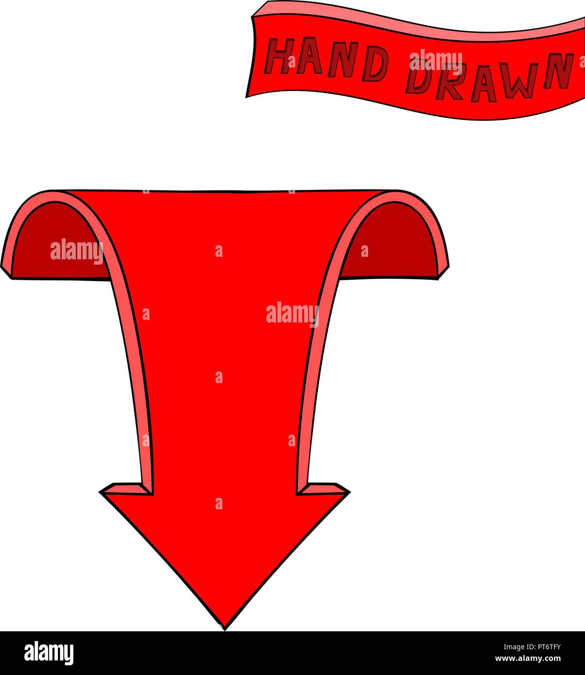 Red curved arrow down icon hi-res stock photography and images - Alamy