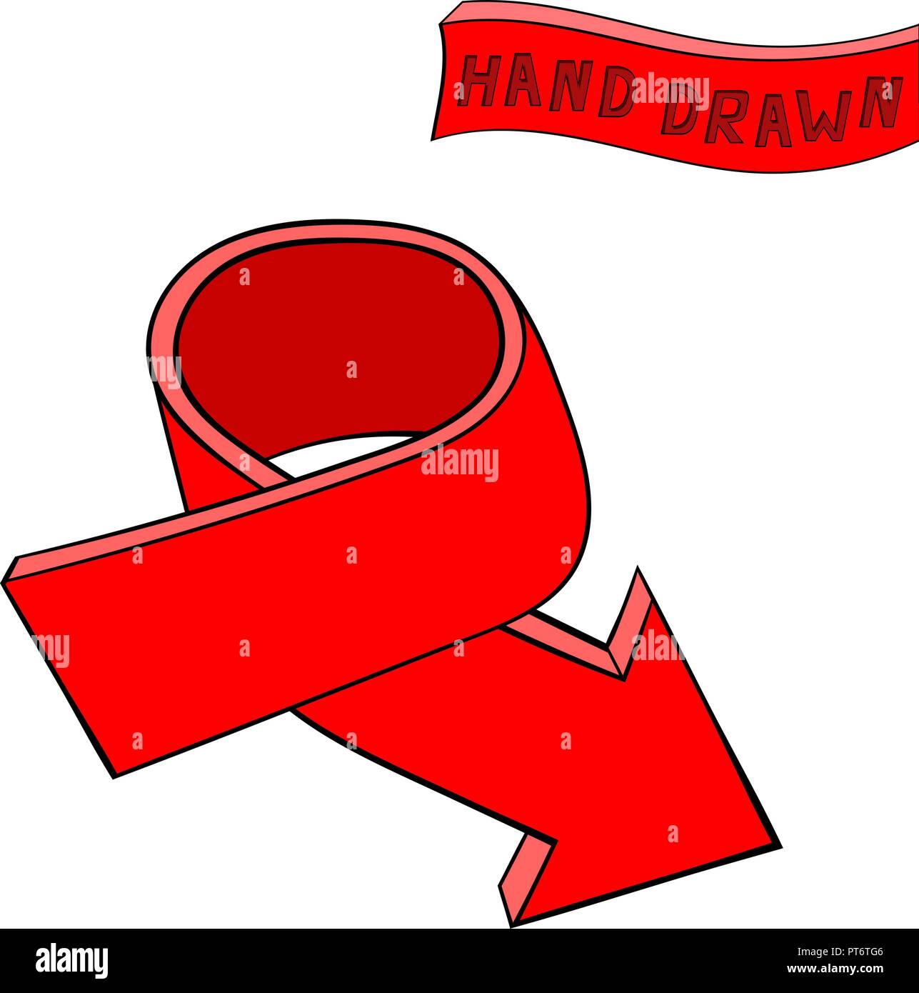 Red arrow. Curled up sign. Hand drawn sketch Stock Vector Image & Art ...