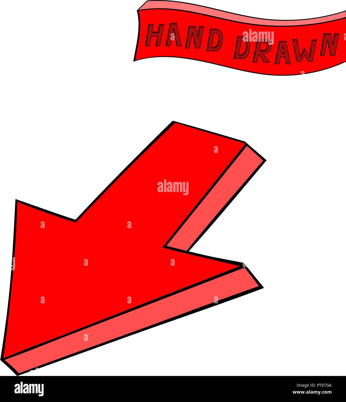 Red arrow. Down sign. Hand drawn sketch Stock Vector Image & Art - Alamy