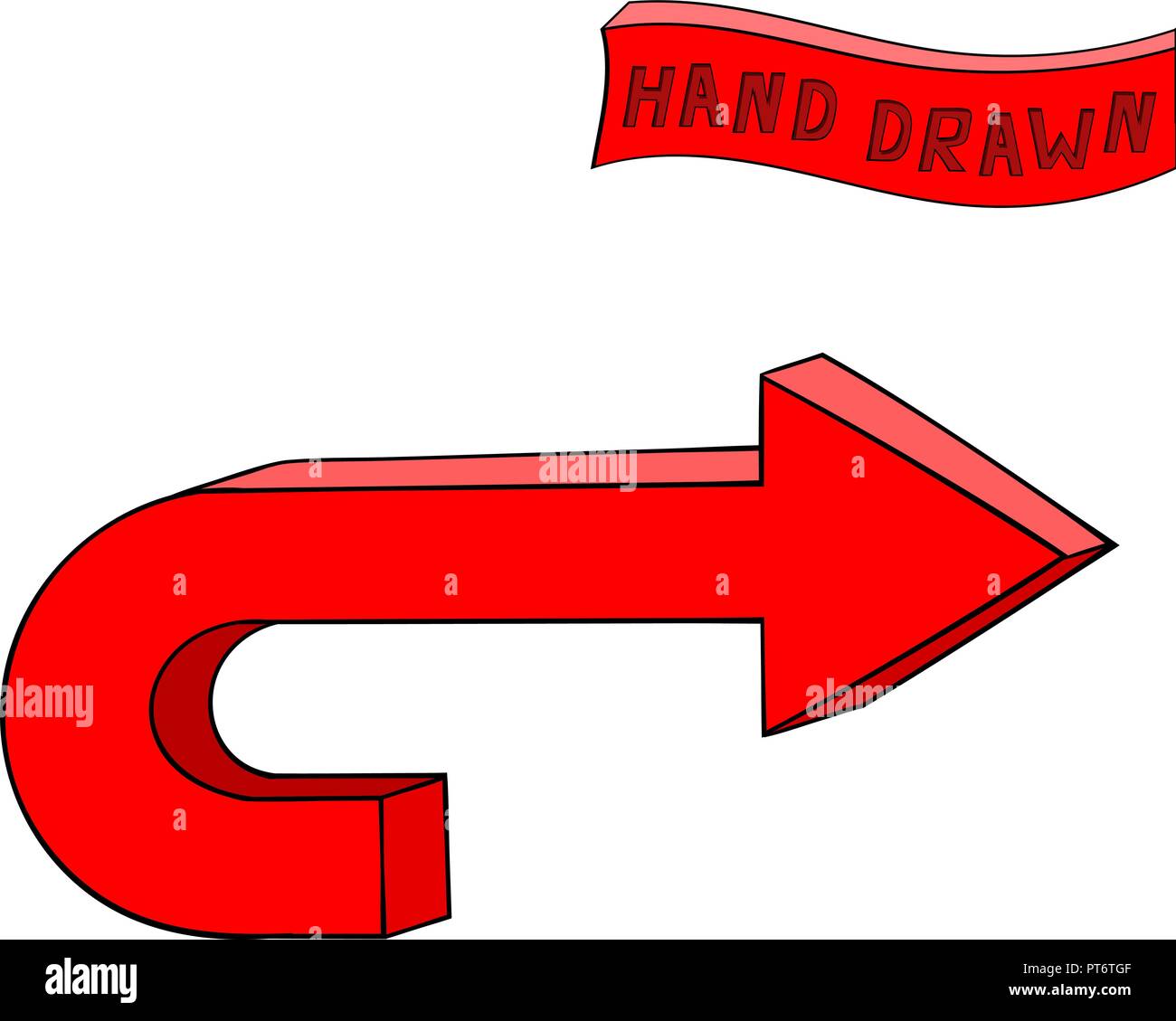 Red hand drawn right Cut Out Stock Images & Pictures - Alamy