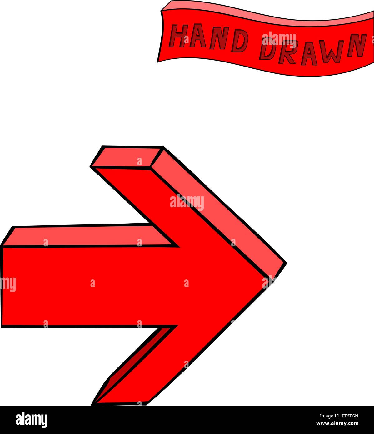 Red arrow. Next straight sign. Hand drawn sketch Stock Vector Image ...