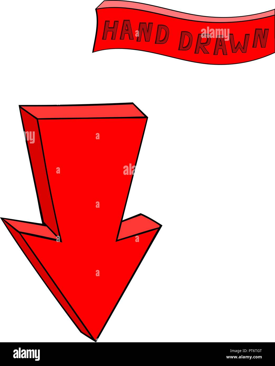 Arrow. Red Down sign. Hand drawn sketch Stock Vector Image & Art - Alamy