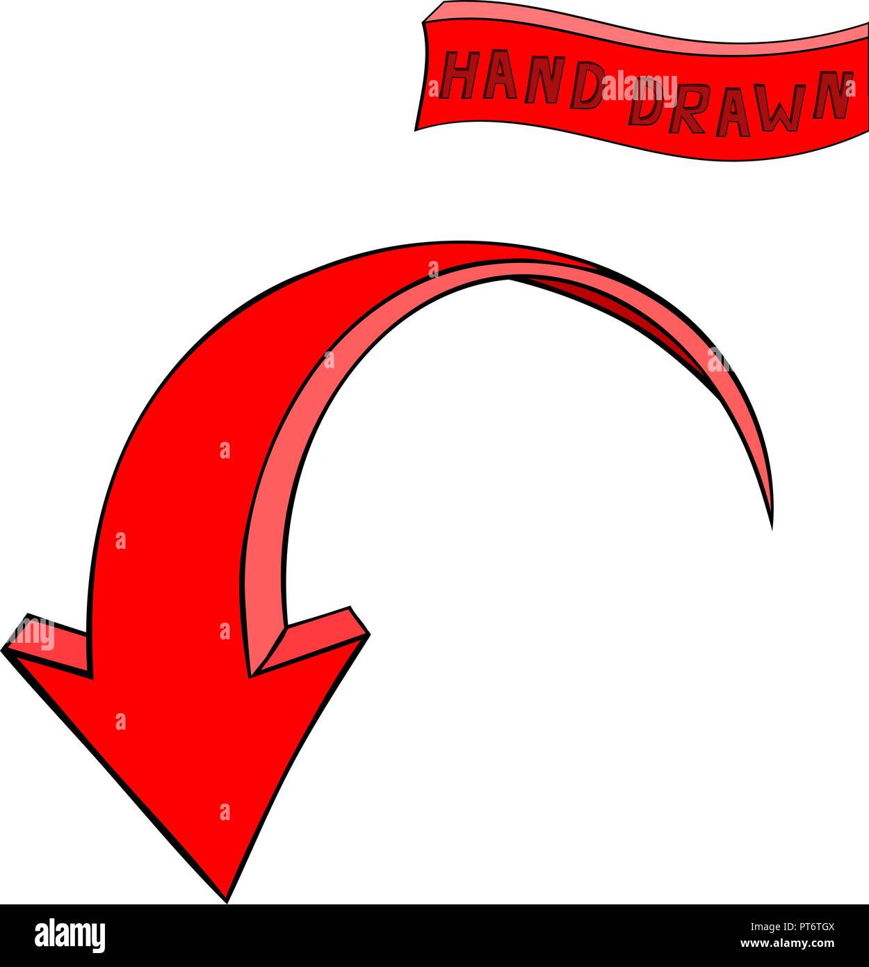 Red curved arrow down icon hi-res stock photography and images - Alamy