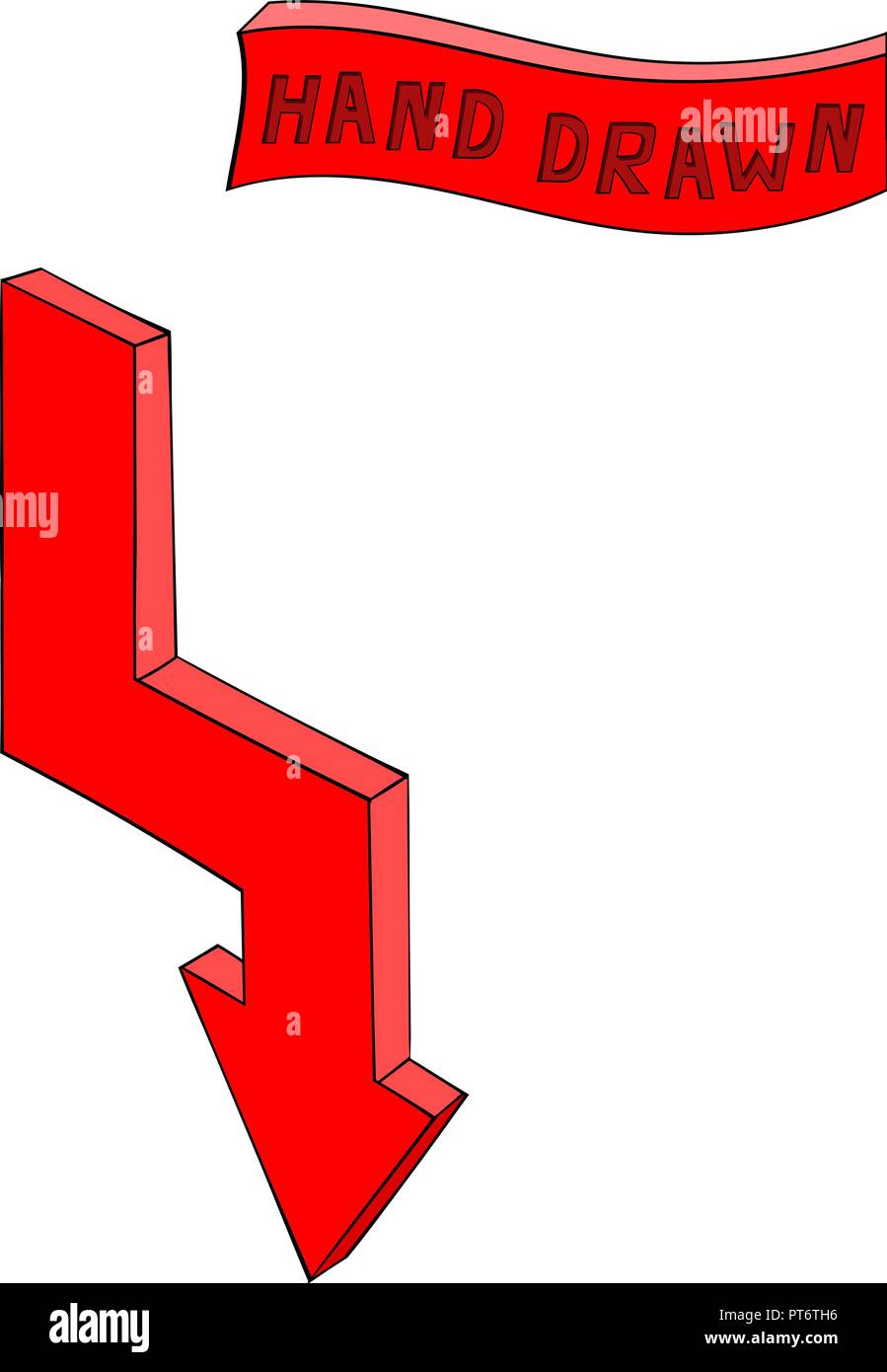 Arrow. Red Down sign. Hand drawn sketch Stock Vector Image & Art - Alamy