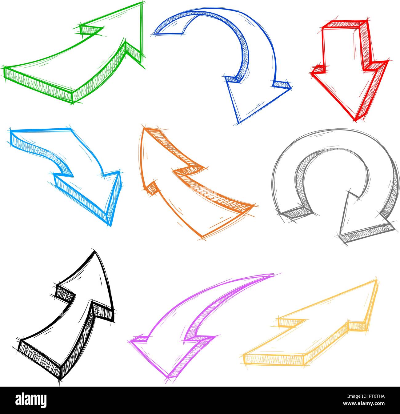 Arrows. Hand drawn colored doodles set Stock Vector Image & Art - Alamy