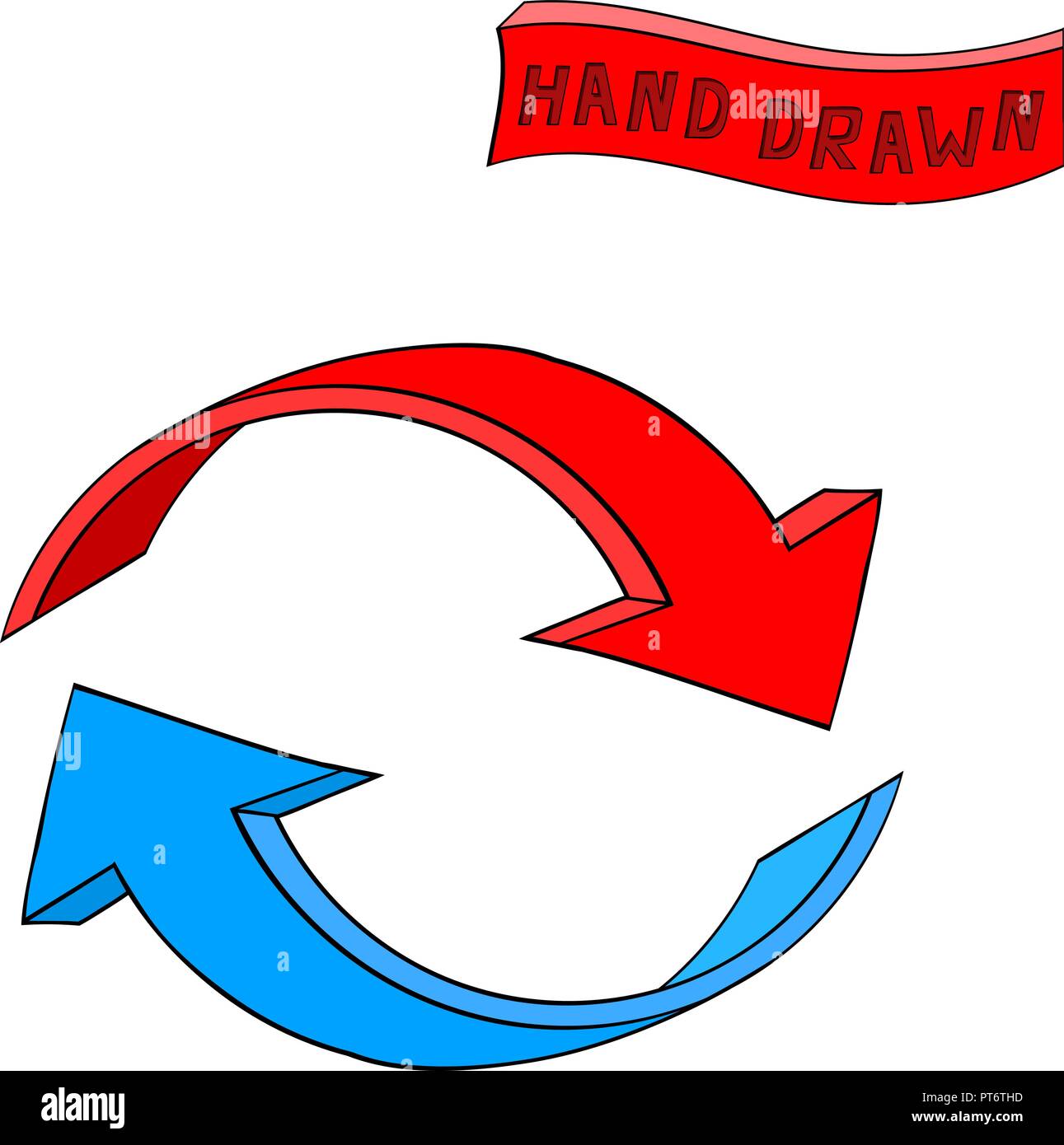 Arrows. Red and blue recycle symbol. Hand drawn sketch Stock Vector ...