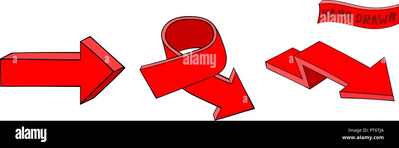 Red hand drawn arrows. Colored sketch Stock Vector Image & Art - Alamy