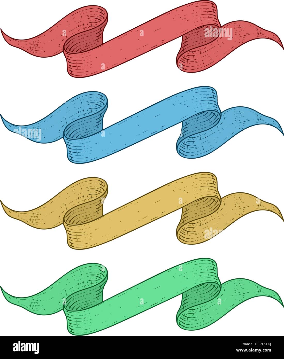 Colored ribbon banners. Hand drawn sketch Stock Vector Image & Art - Alamy