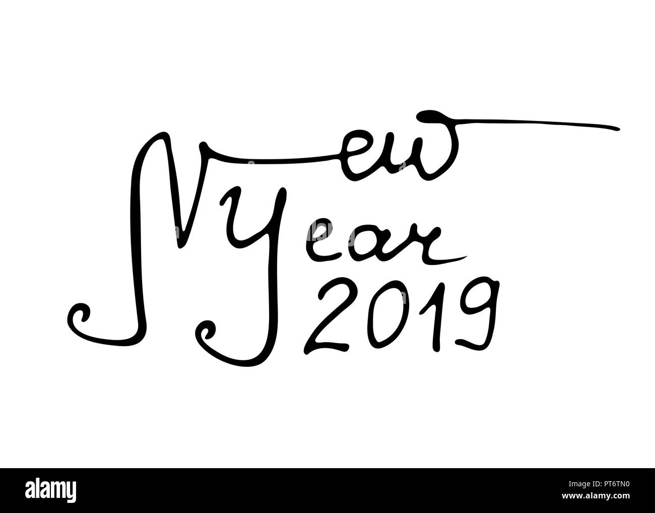 The New Year Is 2019. Calligraphy vector illustration. Beautiful ...