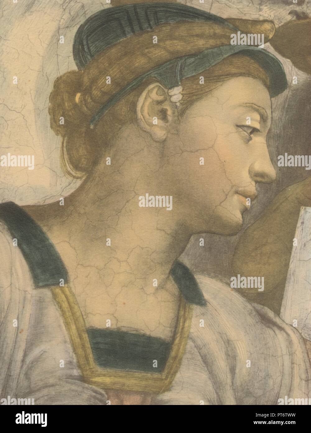Erythraean Sibyl, a detail on the face Fresco from the Sistine Chapel ...