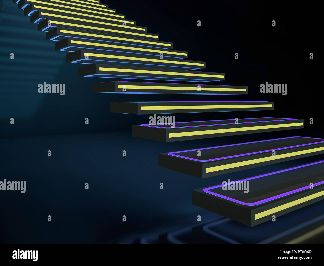 Neon stairway hi-res stock photography and images - Alamy