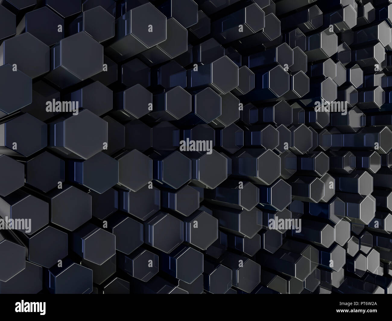 Abstract futuristic technological hexagonal background. 3D rendering ...