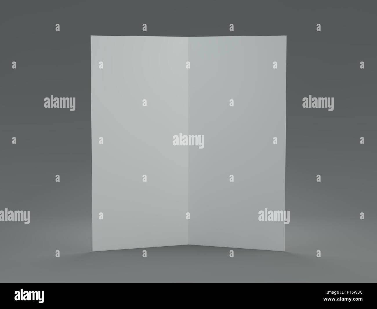 White template leaflet on gray background. Mockup. 3D rendering Stock ...