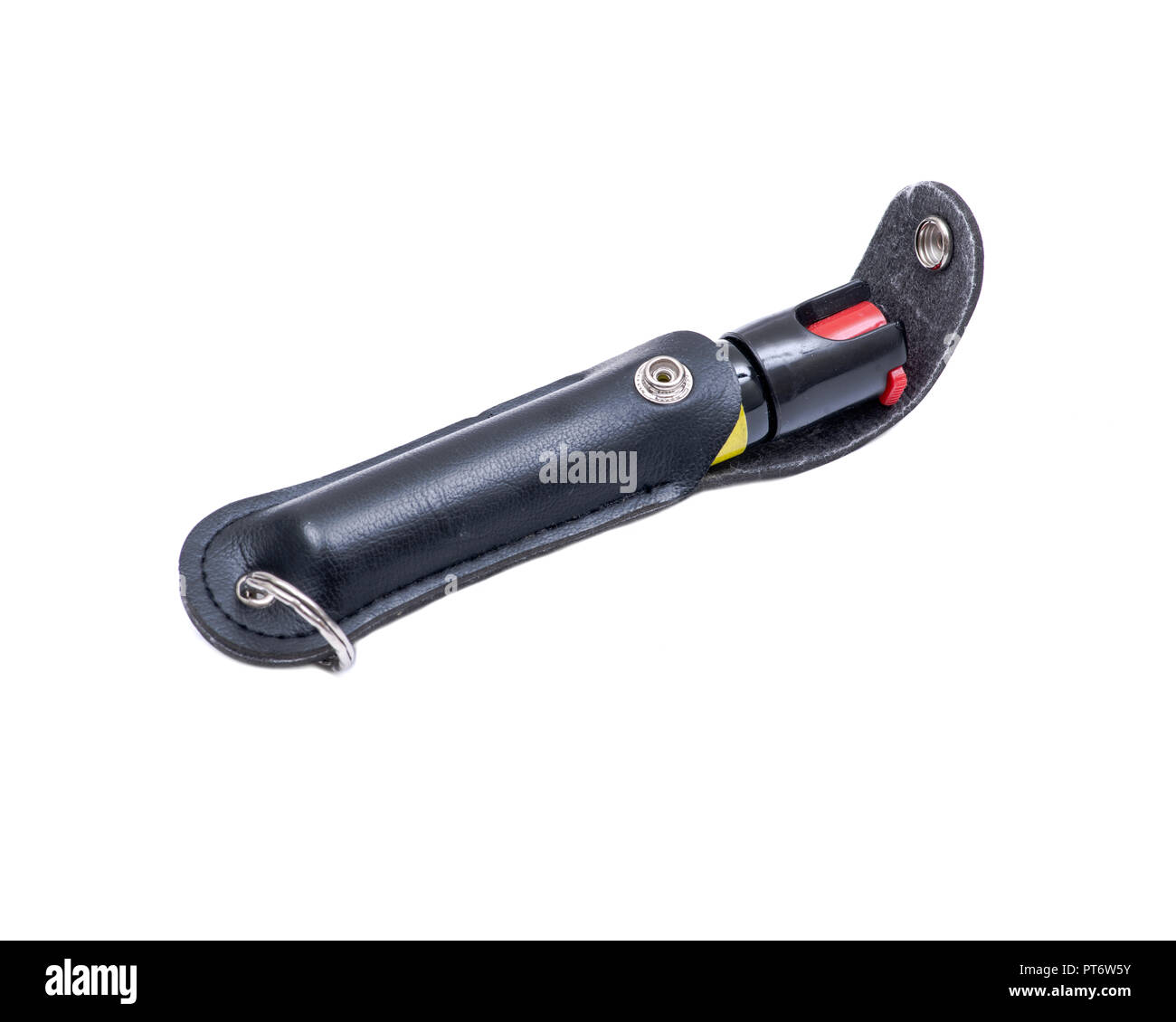 Self defense pepper spray in case isolated on white background Stock ...