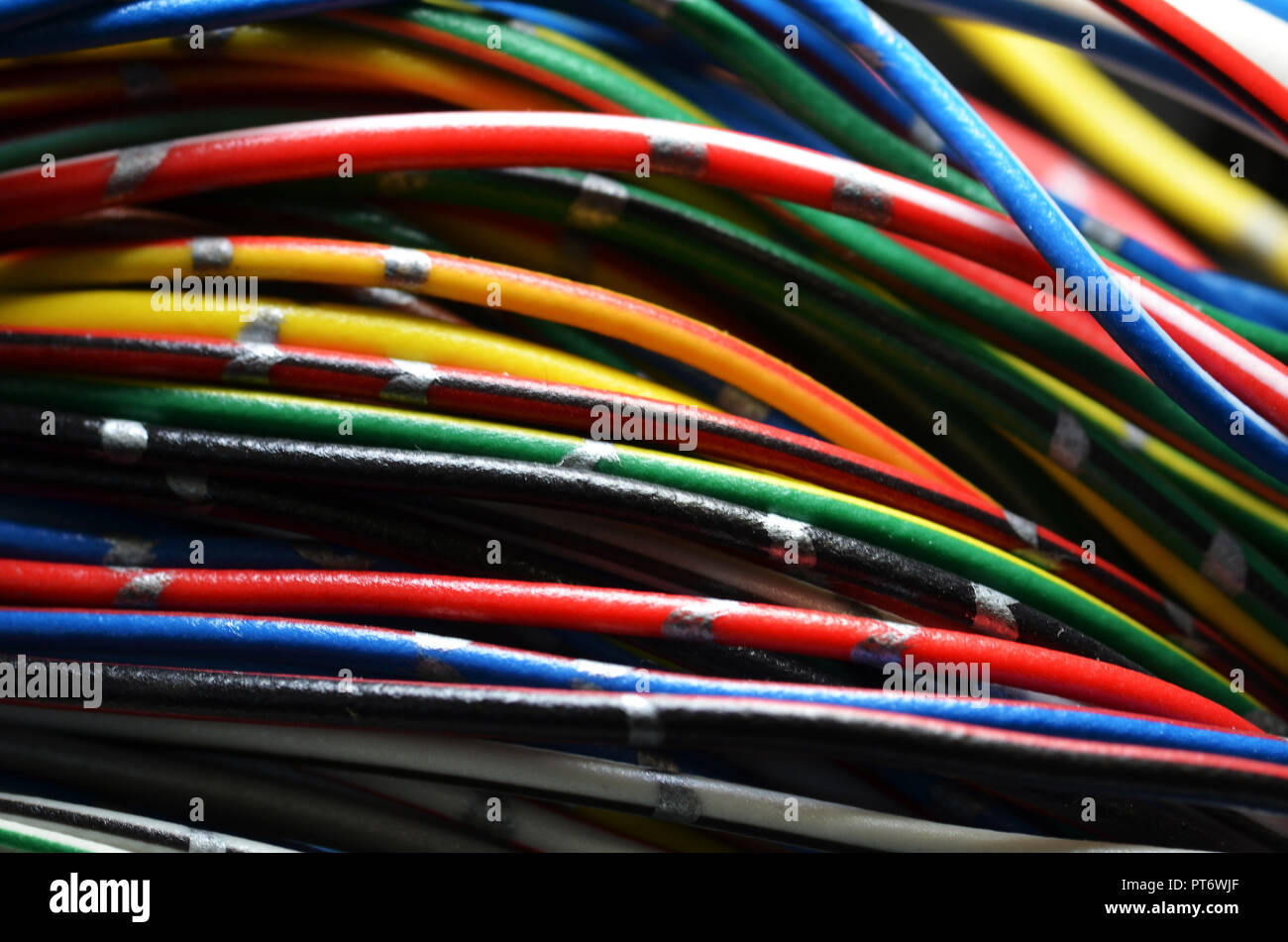Bunch of electric wires of different colors Stock Photo - Alamy