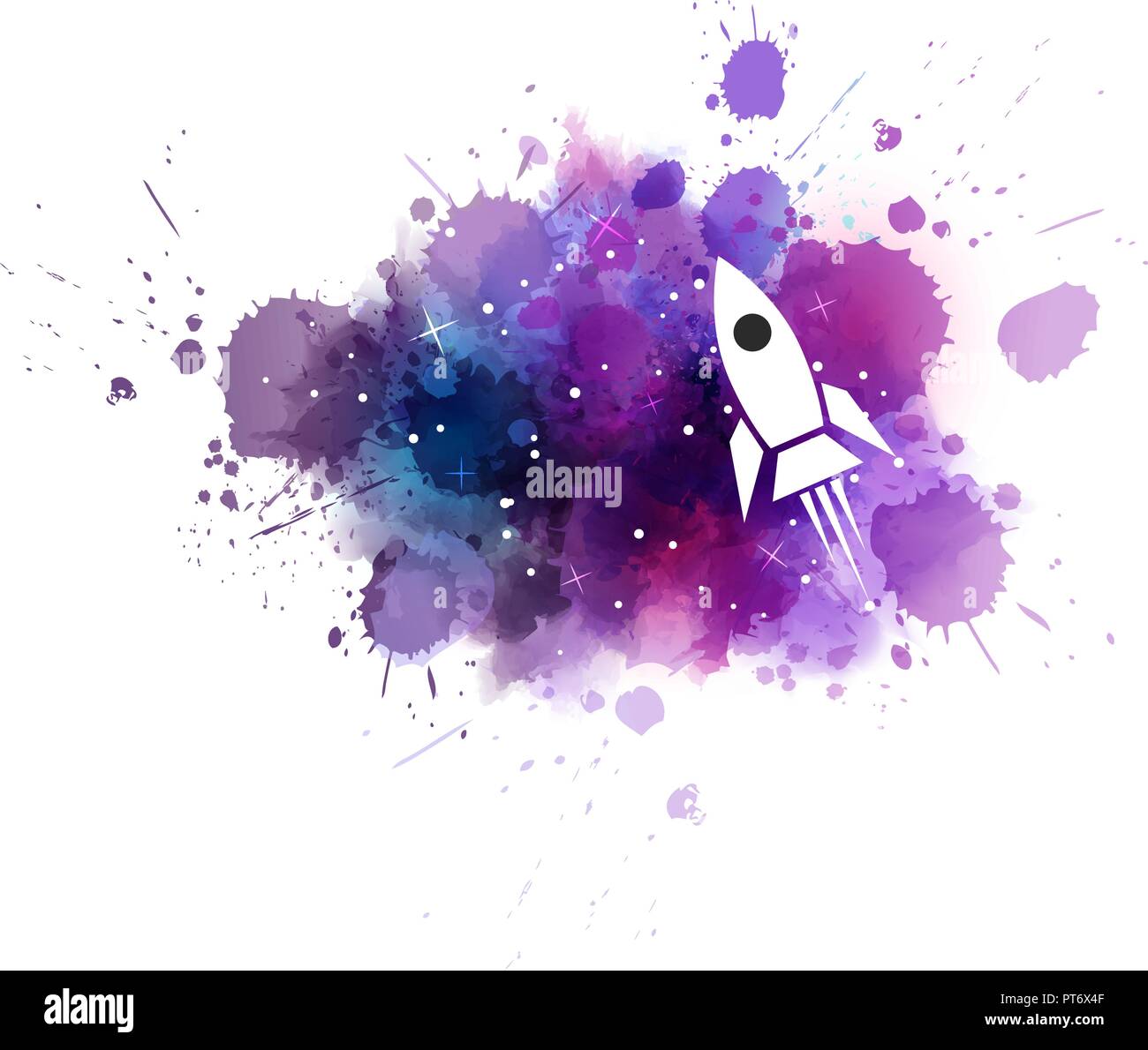 Multicolored watercolor imitation cosmos background with stars and ...