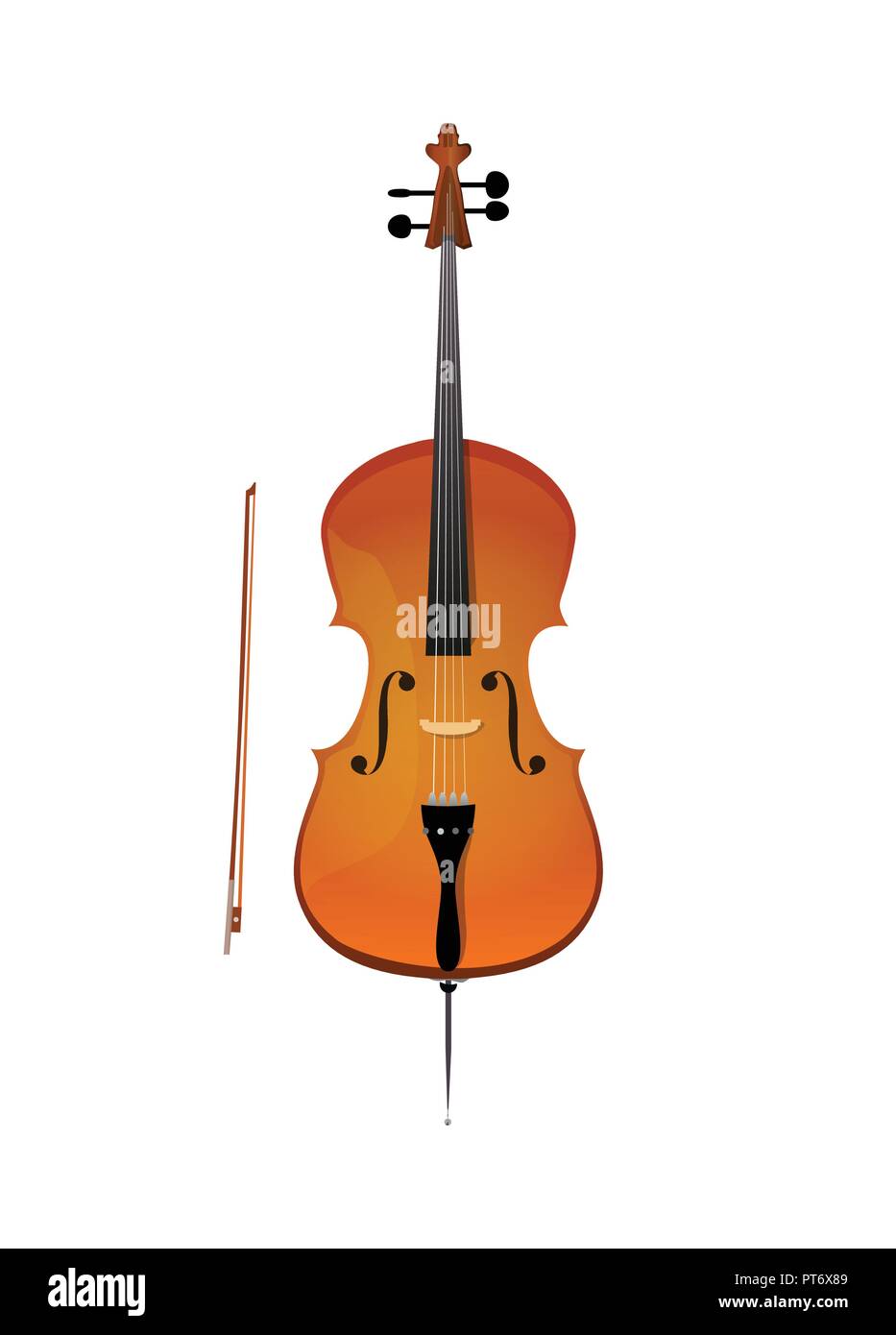 Cello, illustration of stringed orchestra music instrument Stock Vector ...