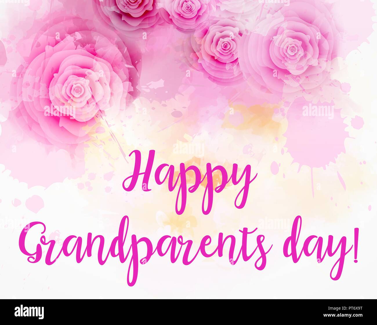 Happy Grandparents day! Abstract watercolored background with pink ...